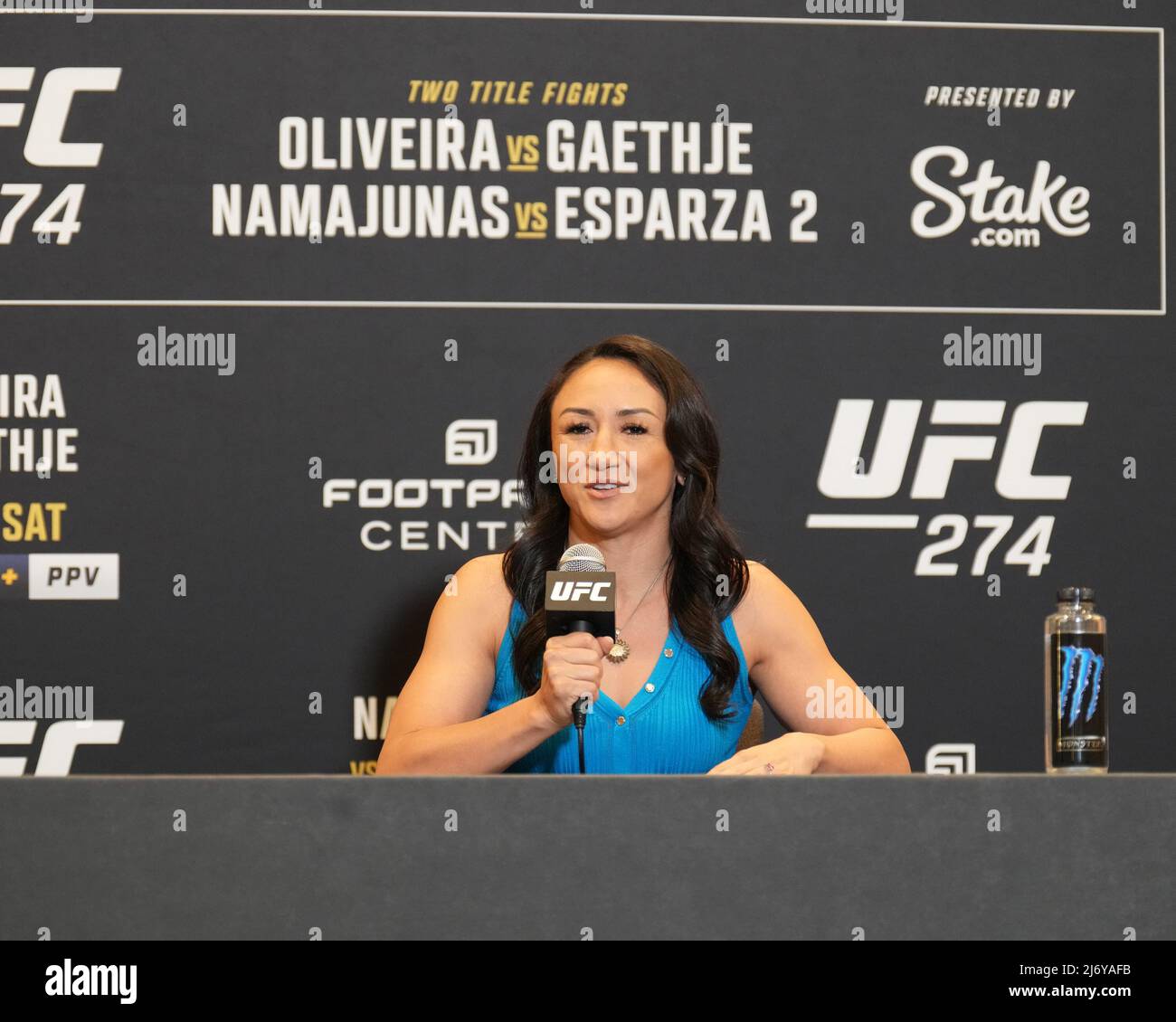 PHOENIX, AZ - MAY 4: Carla Esparza interacts with media during the UFC ...
