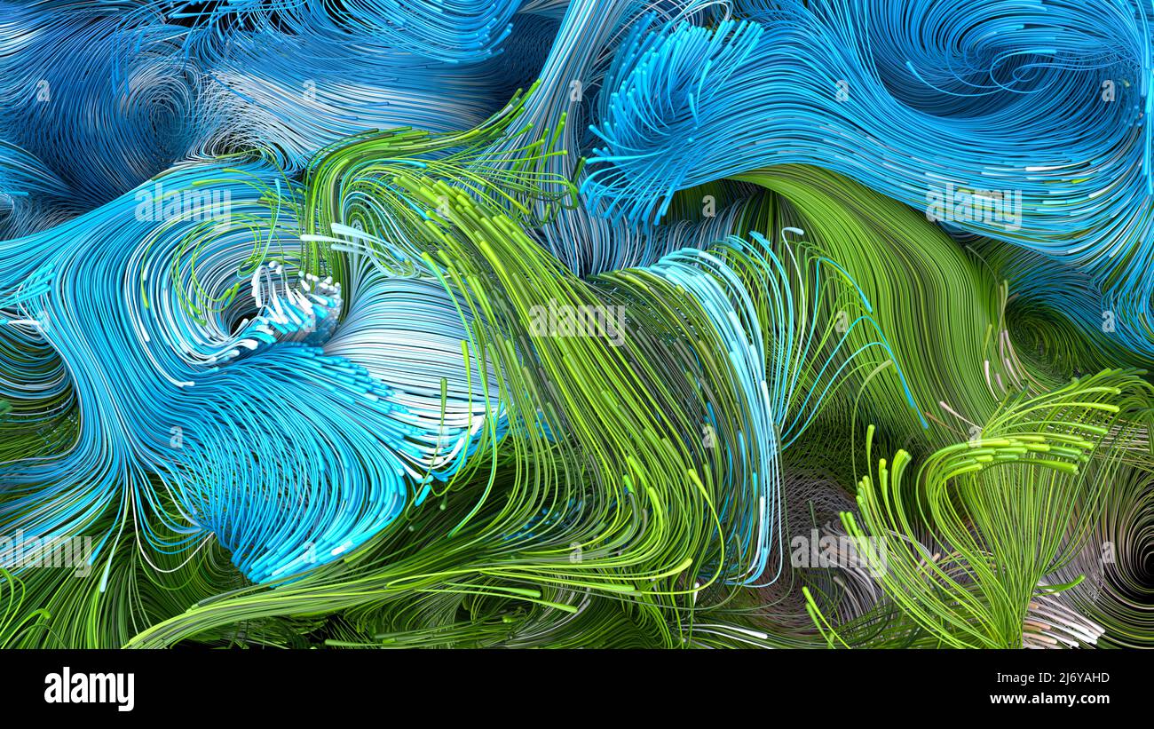 Beautiful abstract wires on a black background. Modern technological background. An element of ...