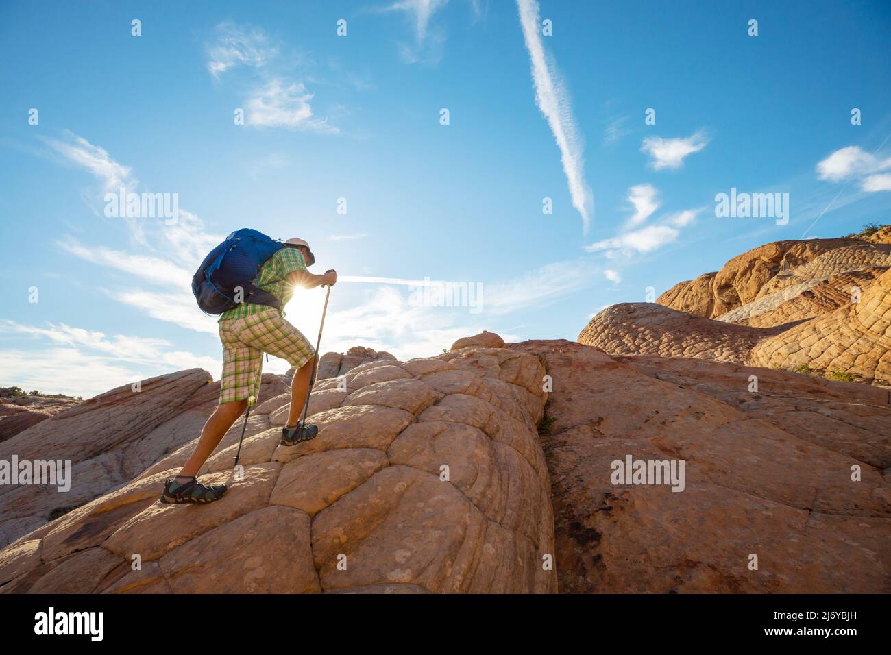 Hike in the Utah mountains. Hiking in unusual natural landscapes ...