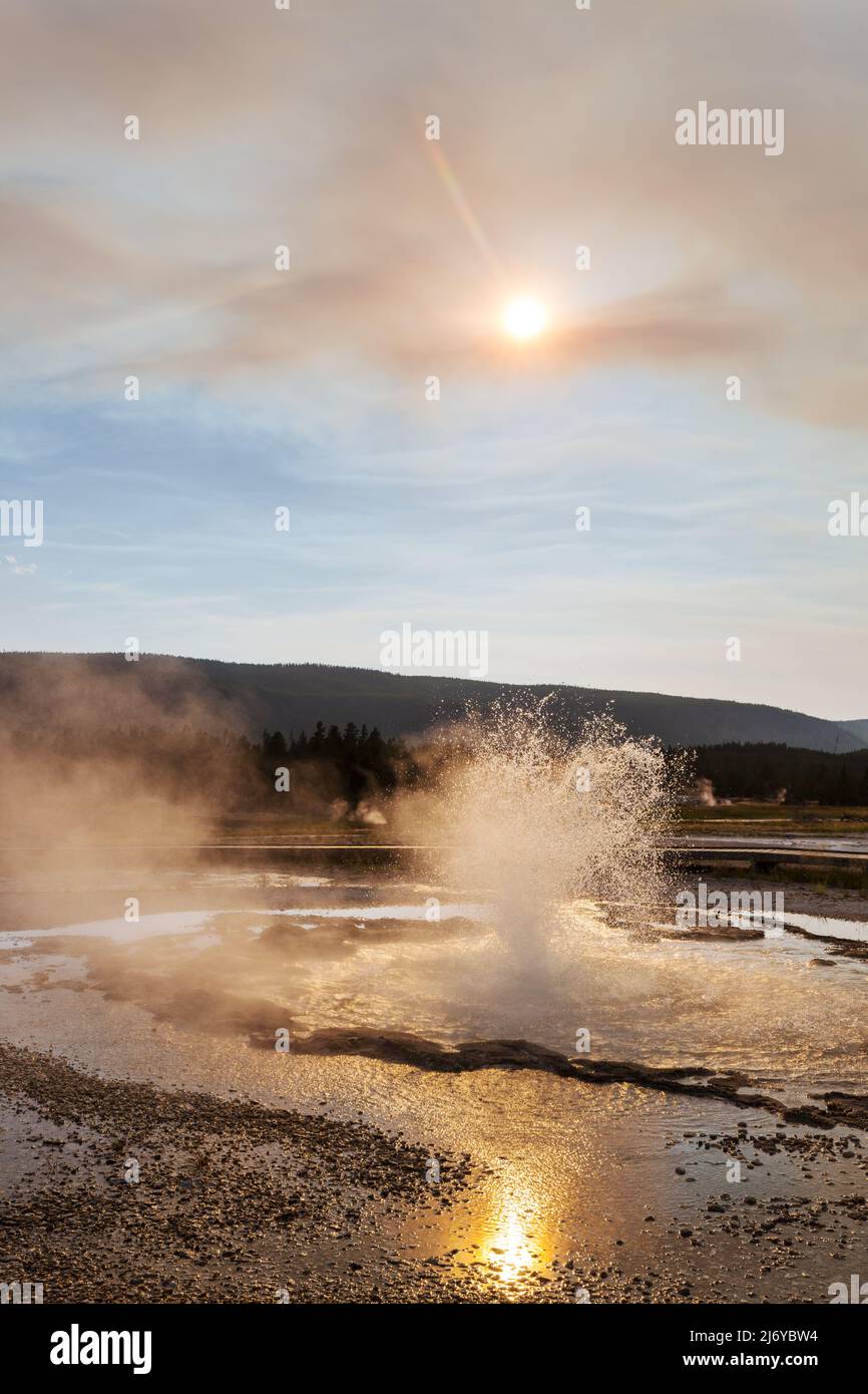 Inspiring natural background. Pools and geysers fields in Yellowstone ...