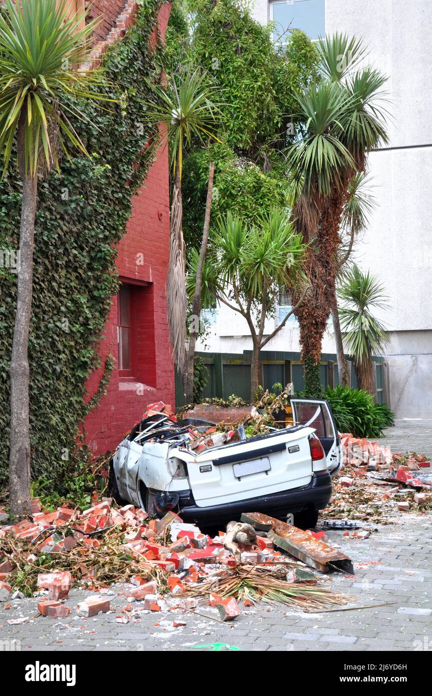 Earthquake - A Sedan car is crushed and becomes a convertible during ...