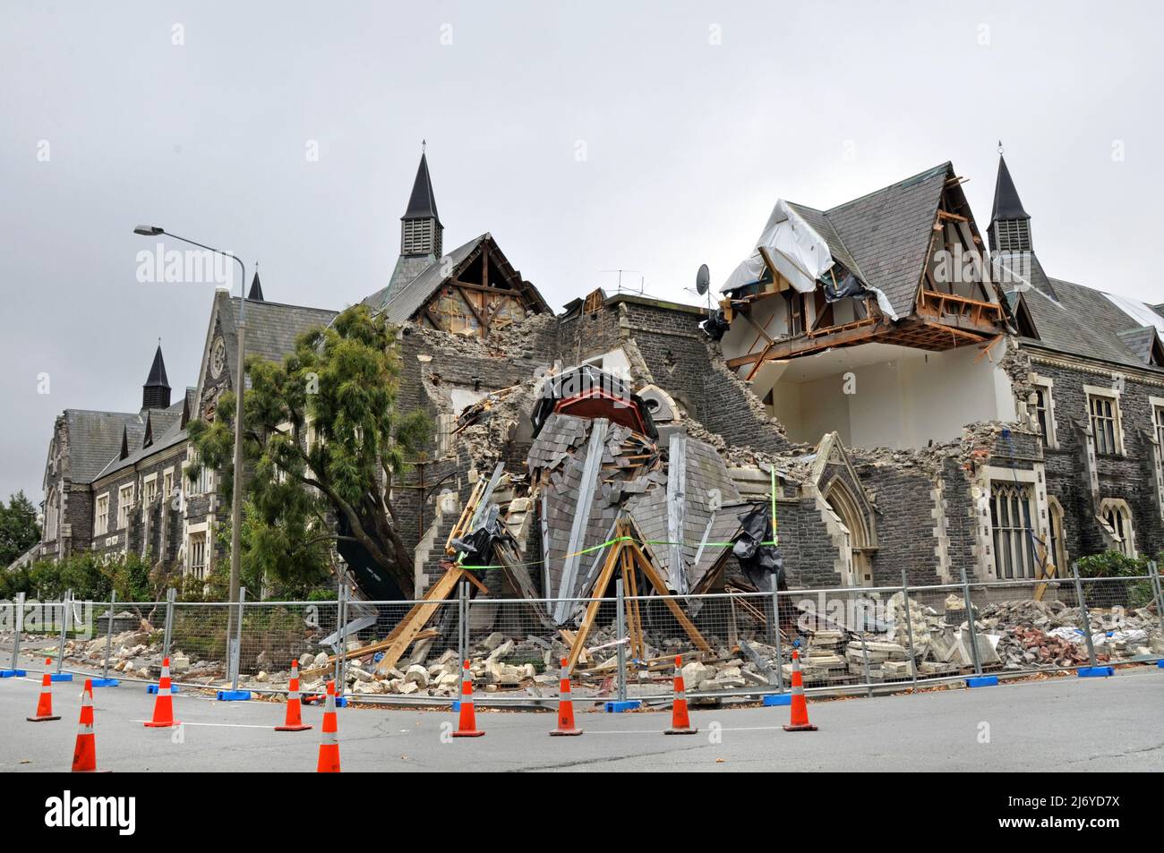 Earthquake - Historic building destroyed in Christchurch, New Zealand ...