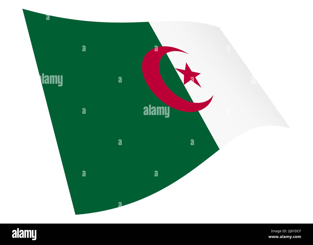 Algeria waving flag 3d illustration isolated on white with clipping ...
