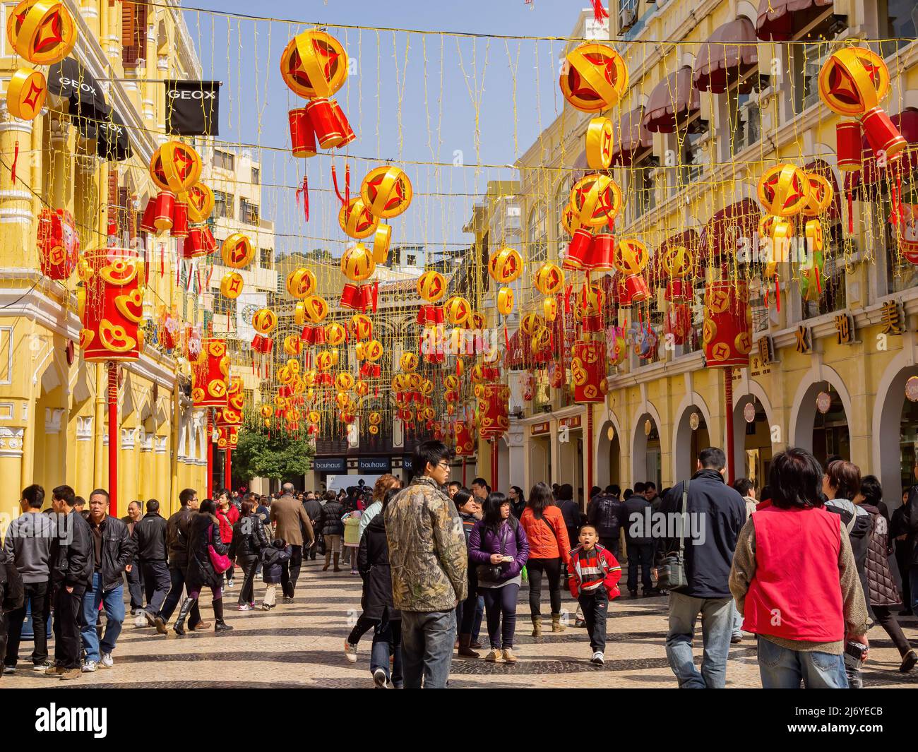 Macau, JAN 31 2011 - Chinese New Year decoration of the Senado Square ...