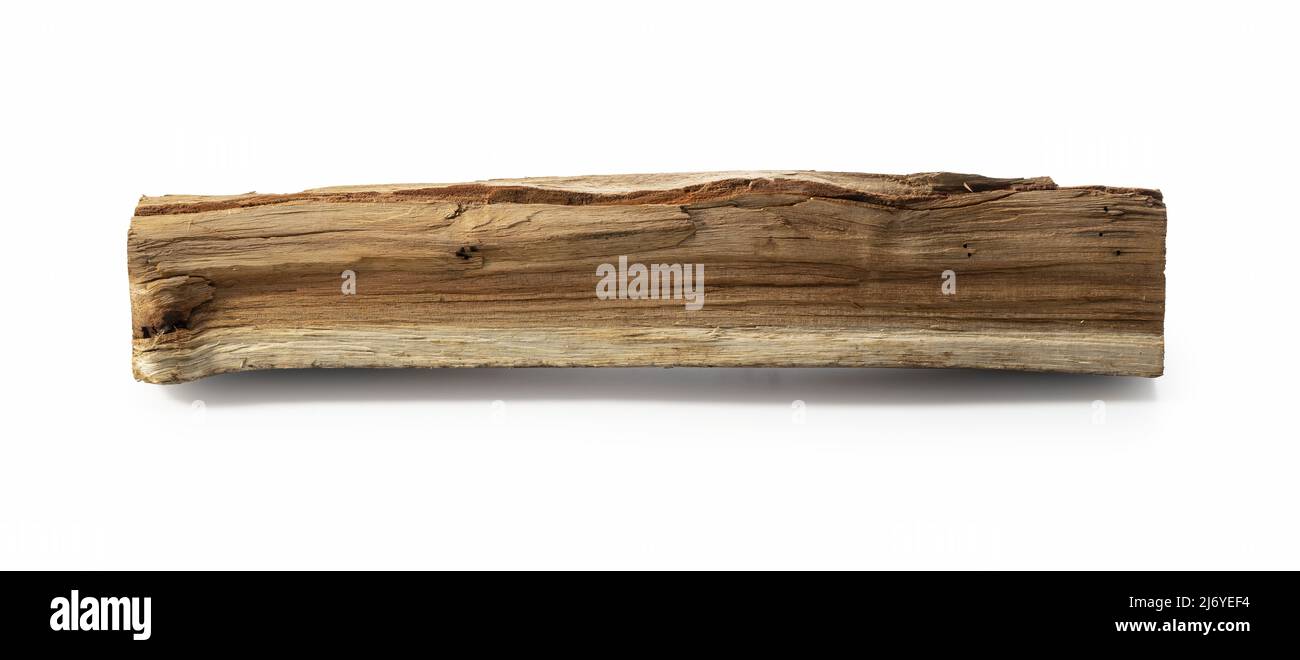 A single piece of firewood placed against a white background Stock ...