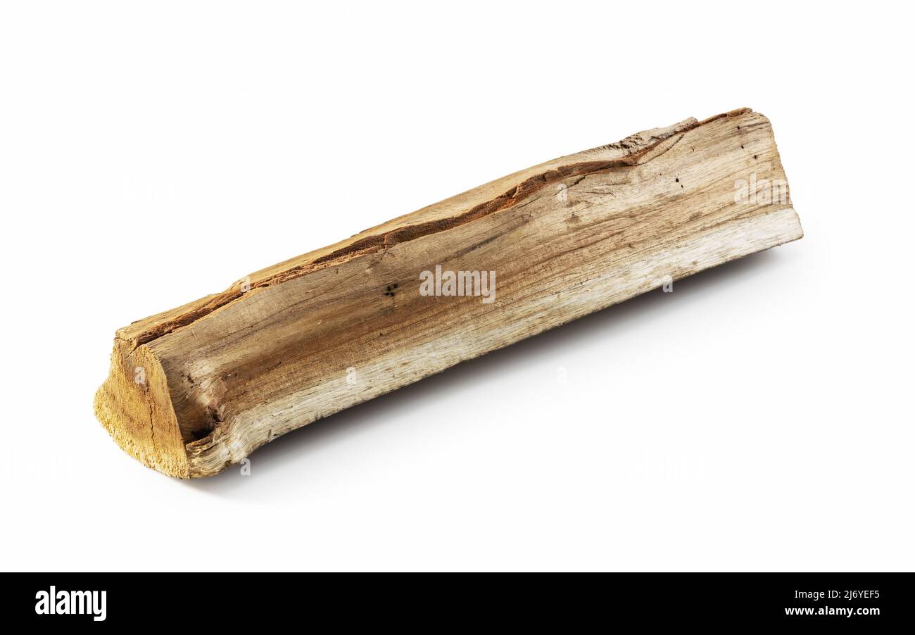 A single piece of firewood placed against a white background Stock ...