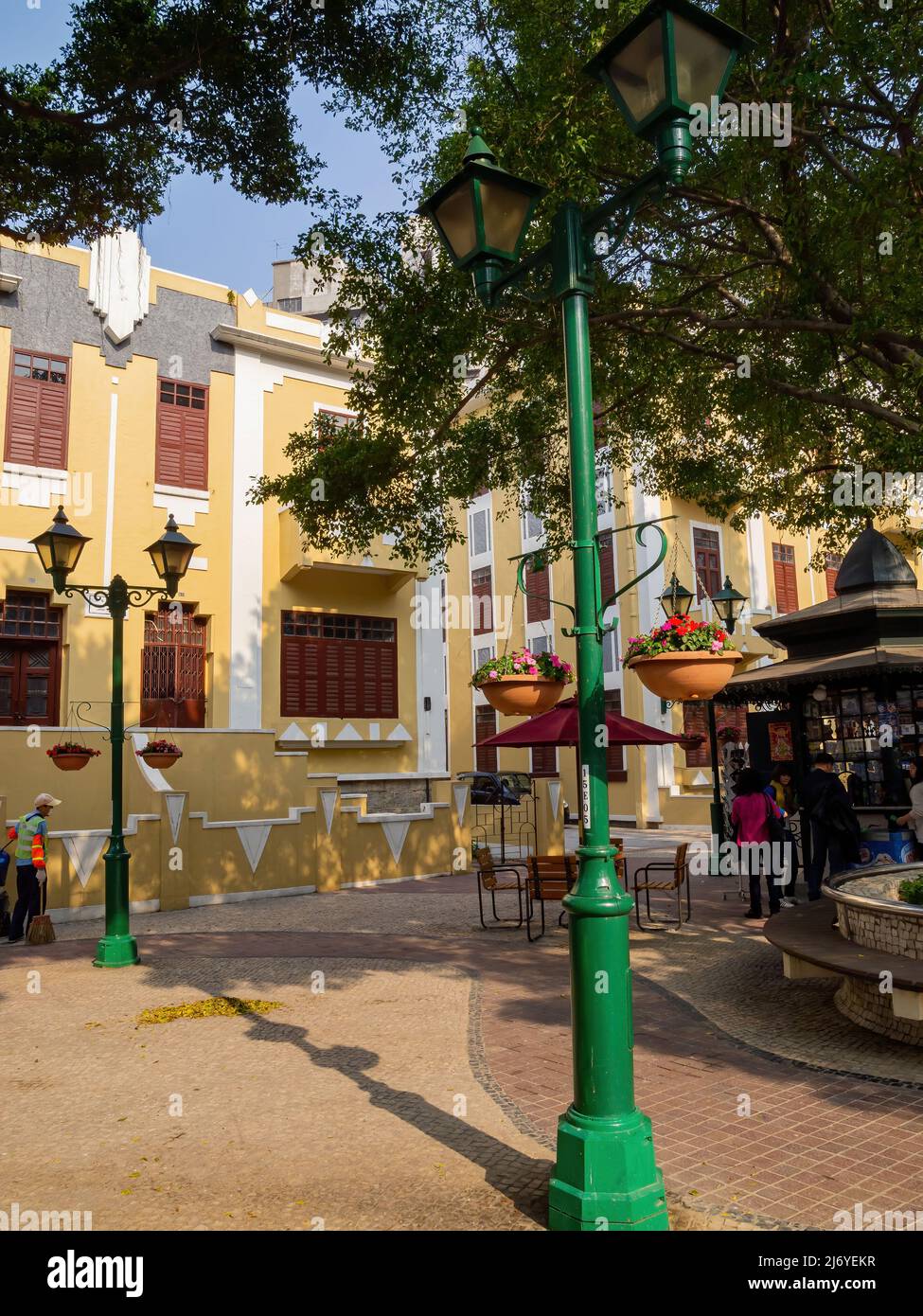 Macau, FEB 4 2011 - Sunny view of the old cityscape in Lilau Square ...