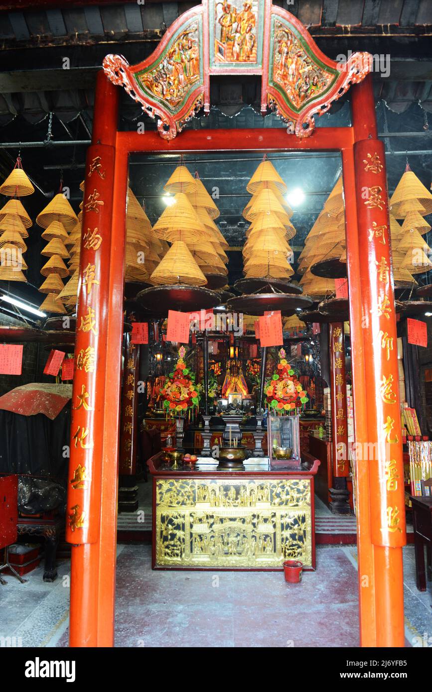 Spiral incense sticks at the Tin Hau Temple in Peng Chau, Hong Kong ...