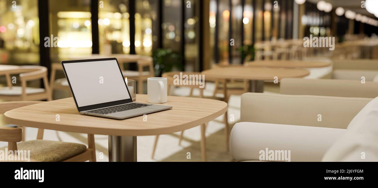 Comfortable restaurant or coffee shop seating area interior design with ...