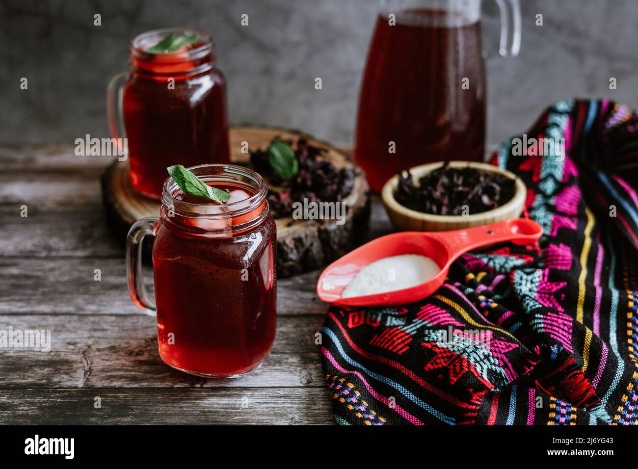 Agua de Jamaica or roselle mocktail drink, summer beverage in mexico ...