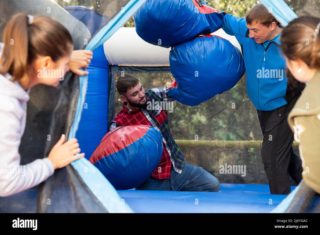 Two men having funny battle Stock Photo - Alamy