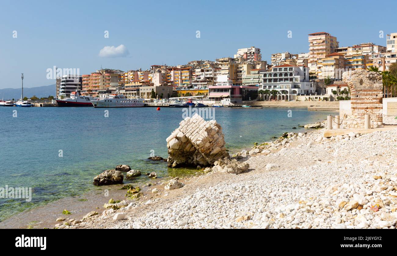 View of Saranda promenade and city, Albania Stock Photo - Alamy