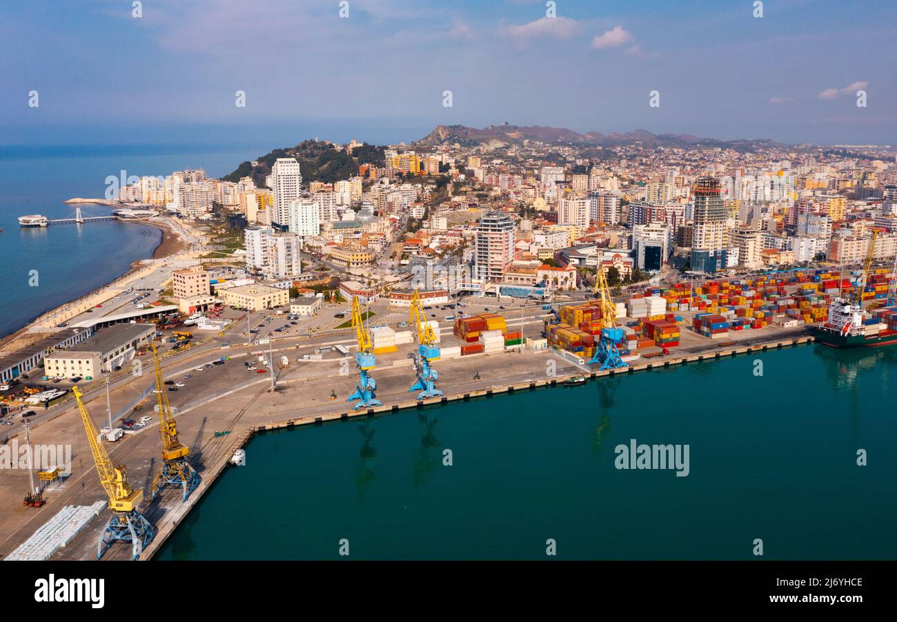 Aerial photo of port in Durres, Albania Stock Photo - Alamy