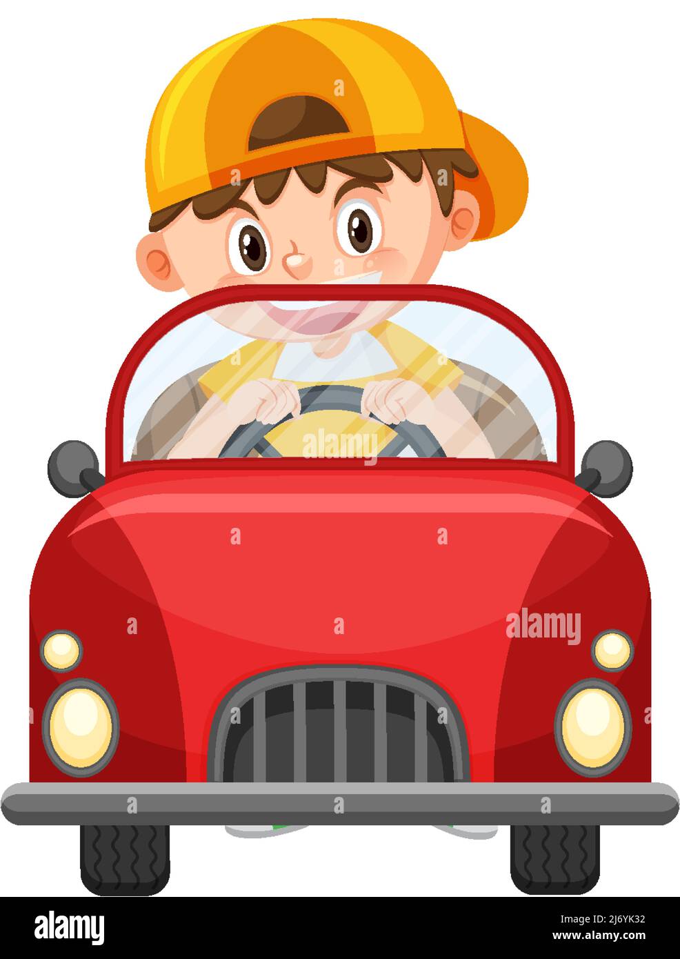 Cute boy driving car cartoon illustration Stock Vector Image & Art - Alamy