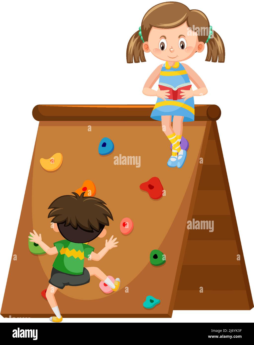 Children climbing wall on white background illustration Stock Vector ...