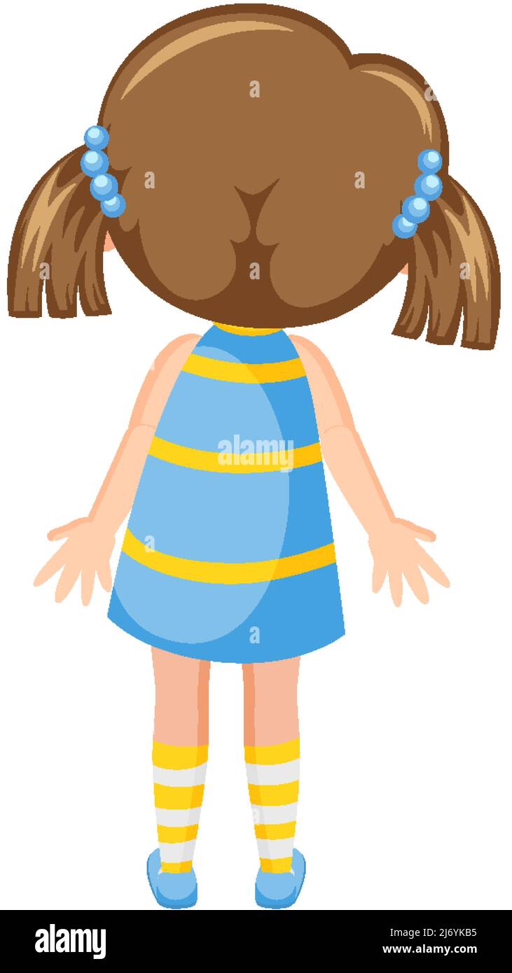Back of a little girl cartoon character illustration Stock Vector Image ...