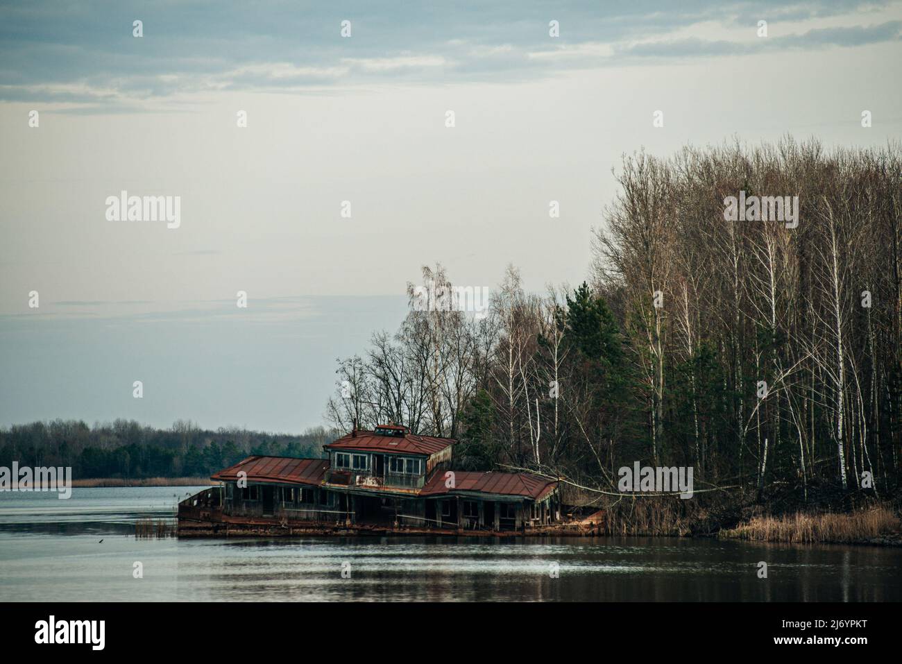 A semi-sunken ship in the city of Pripyat. HBO, with its series ...