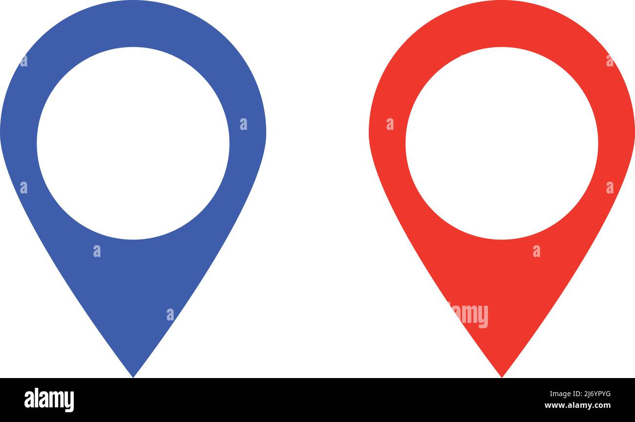 A set of icons of pins on a map. Location information and pinning ...