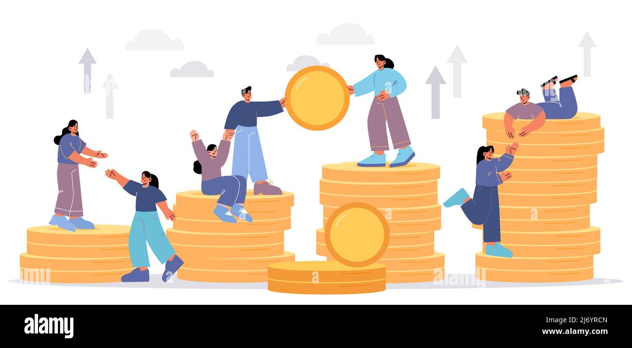 Business team work together and help each other. Concept of success teamwork, partnership, money ...