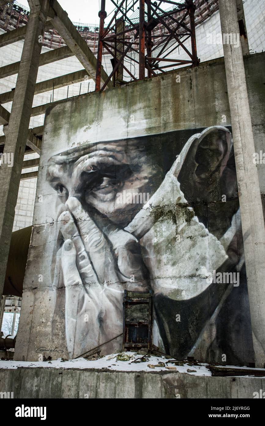 February 19, 2018, Pripyat, Ukraine: Graffiti painted in memory of ...