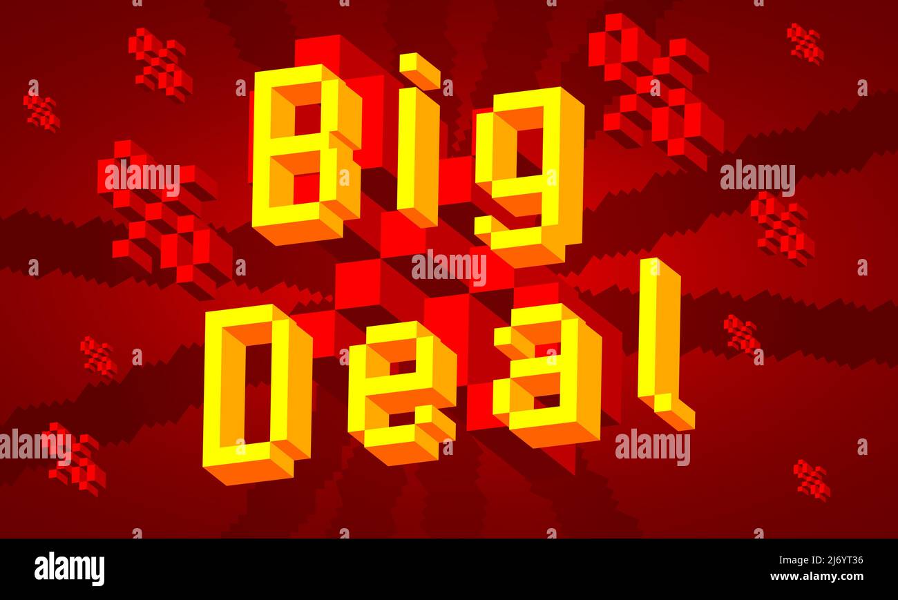 Big Deal pixelated word with geometric graphic background. Vector ...