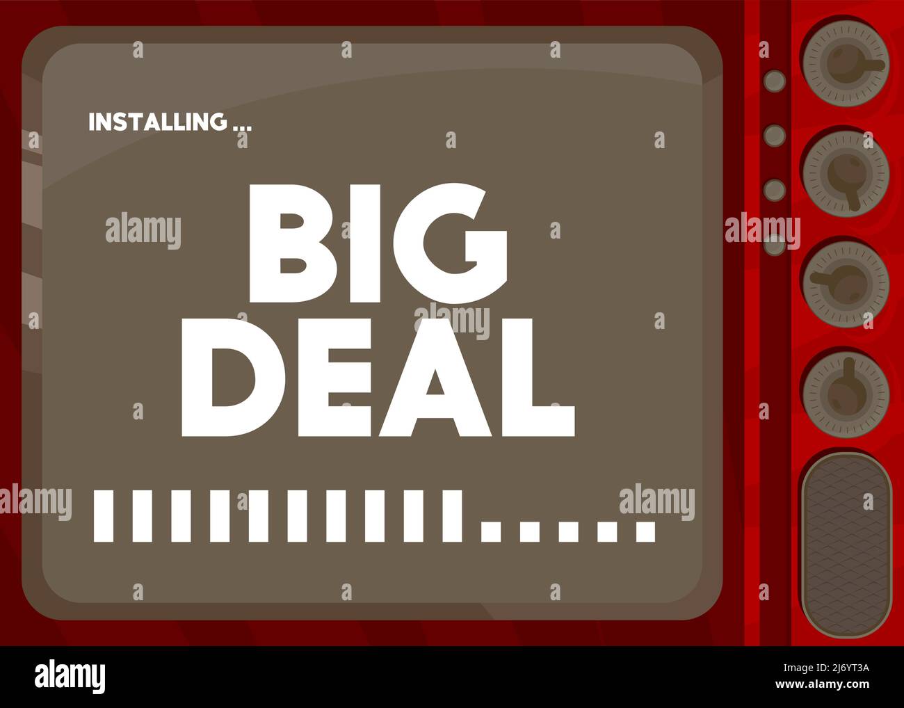 Cartoon Computer With the word Big Deal. Message of a screen displaying ...