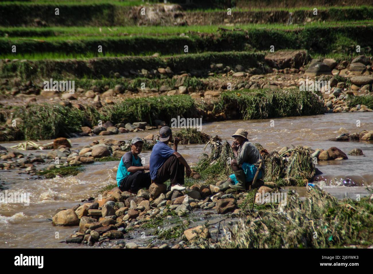 May 5, 2022, Sumedang, West Java, Indonesia: Men is seen sits at ...