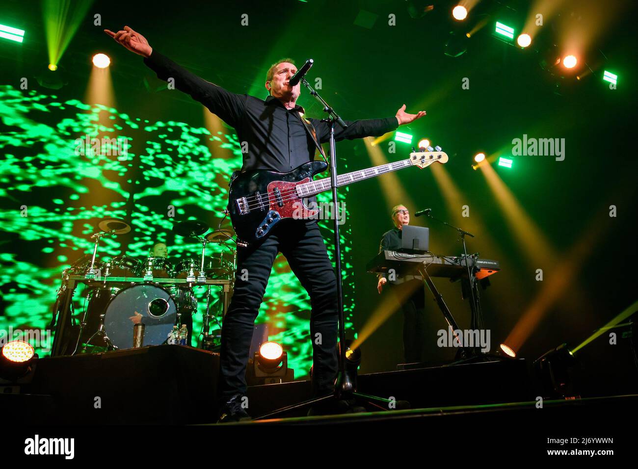 Andy McCluskey (C) and Paul Humphreys (R) of English band Orchestral ...