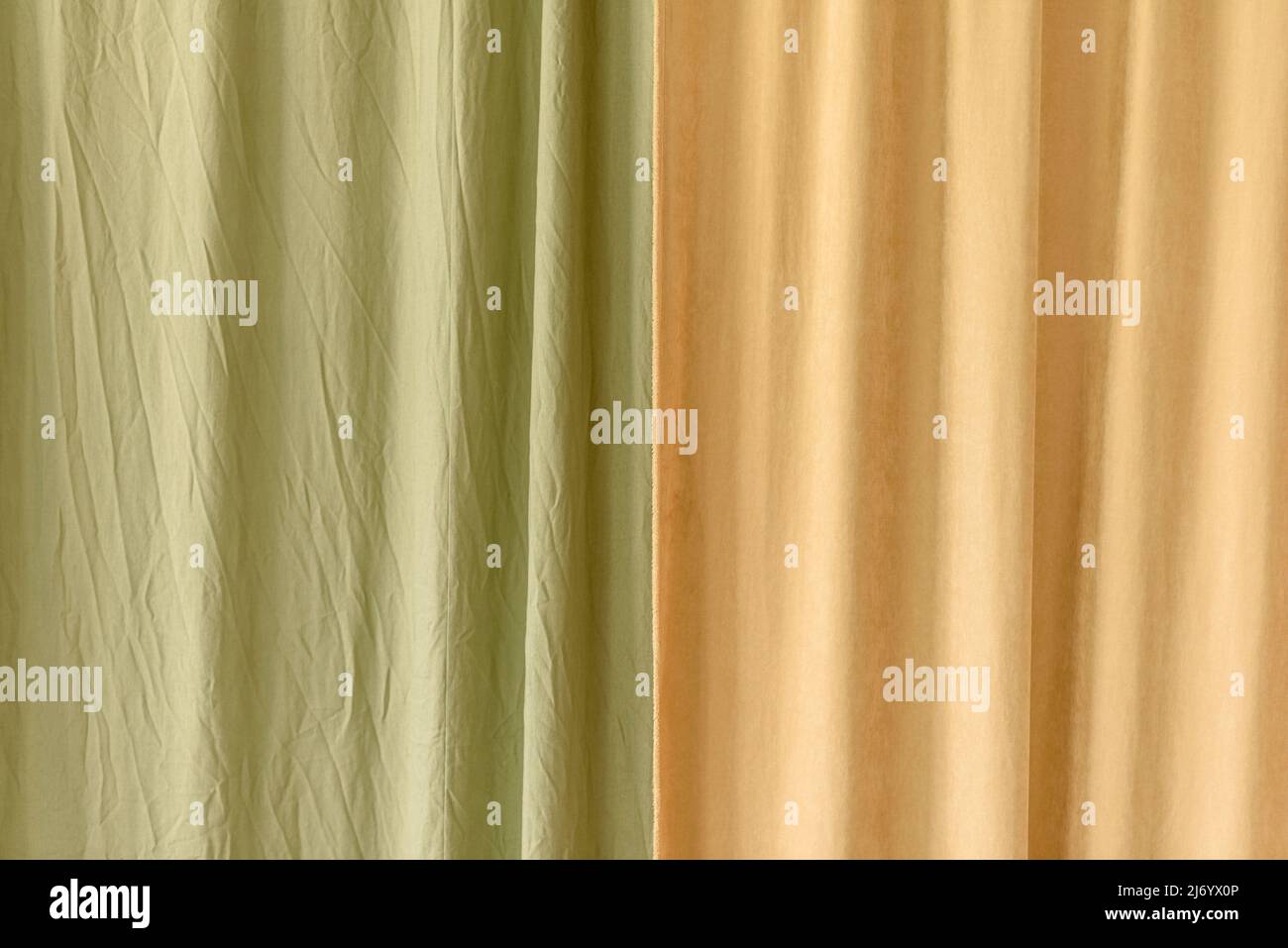 A mix of yellow and green Fabric Texture Background. Top View of Cloth ...