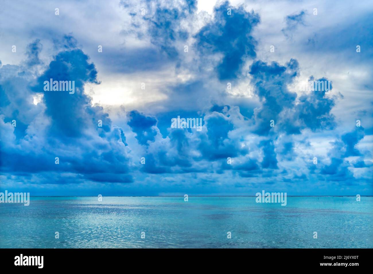 Rain Storm Coming Cloudscape Outer Reef Blue Water Moorea Tahiti French ...