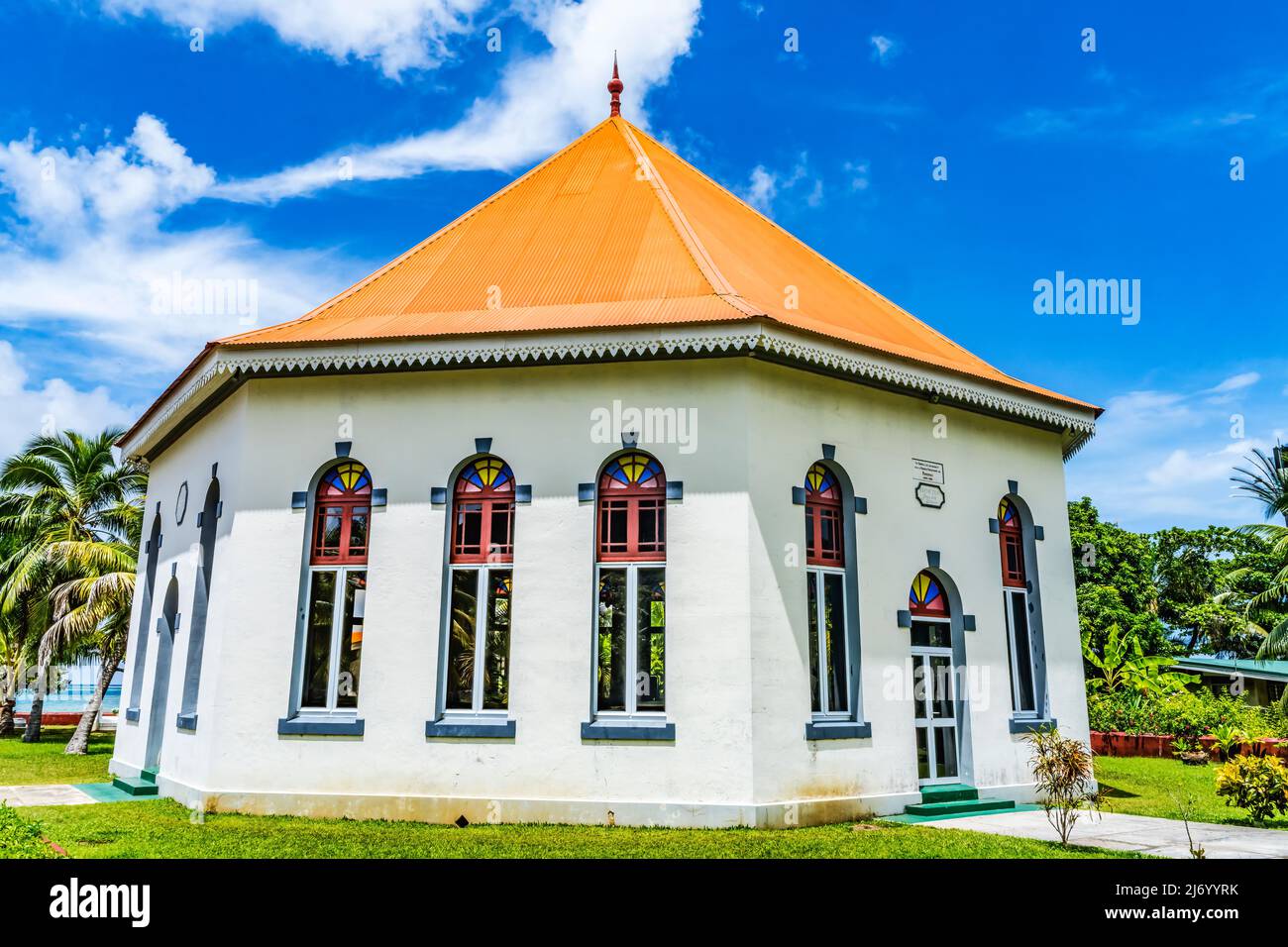 Colorful Papetoai Temple Protestant Church Moorea Tahiti French ...