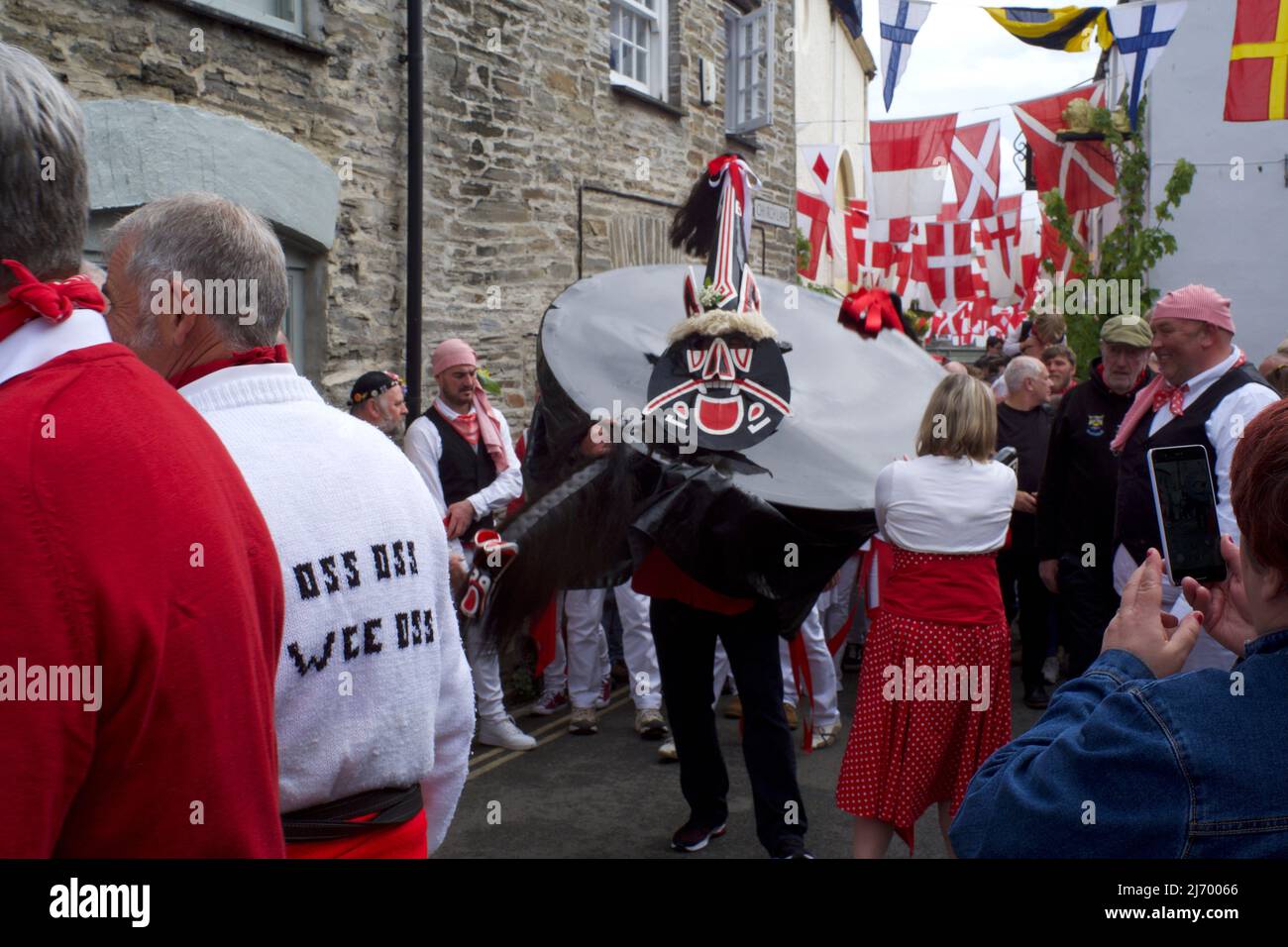 PADSTOW CORNWALL United Kingdom MAY 02 2022 OBBY OSS May Day FESTIVAL ...