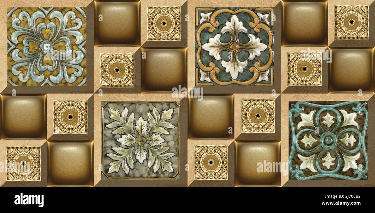 3D Moroccan wall tiles design,Print in Ceramic Industries Beautiful set ...