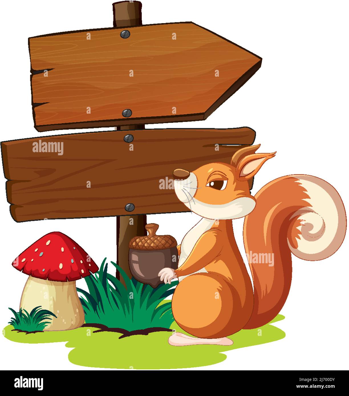 Squirrel standing by wooden signs illustration Stock Vector Image & Art ...