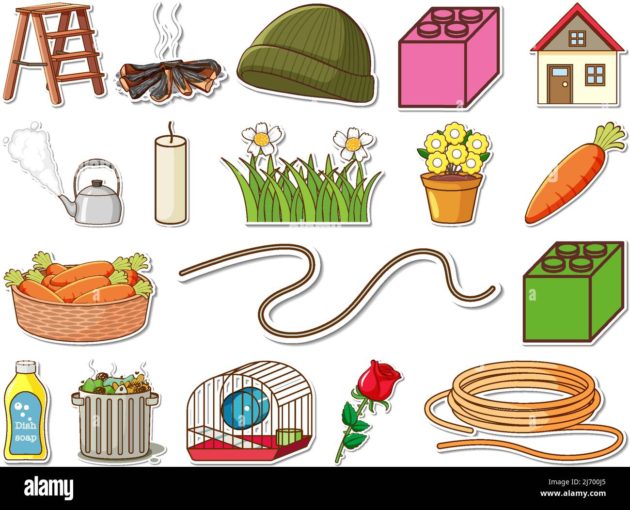 Sticker set of mixed daily objects illustration Stock Vector Image ...