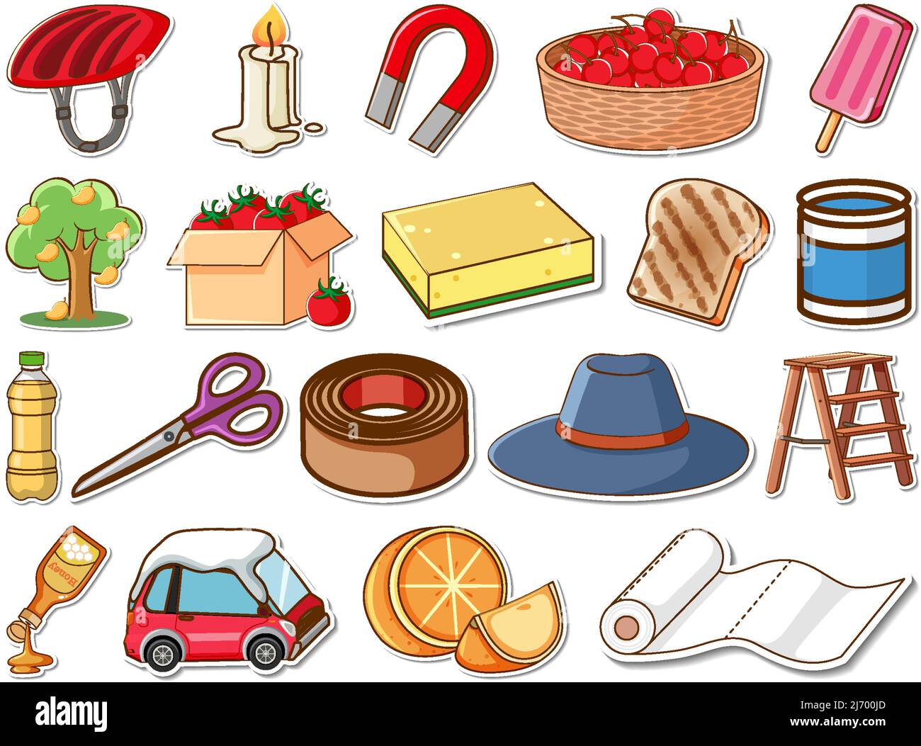 Sticker set of mixed daily objects illustration Stock Vector Image ...