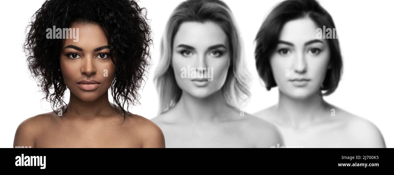 Black woman stand out against other people - Black lives matter concept ...