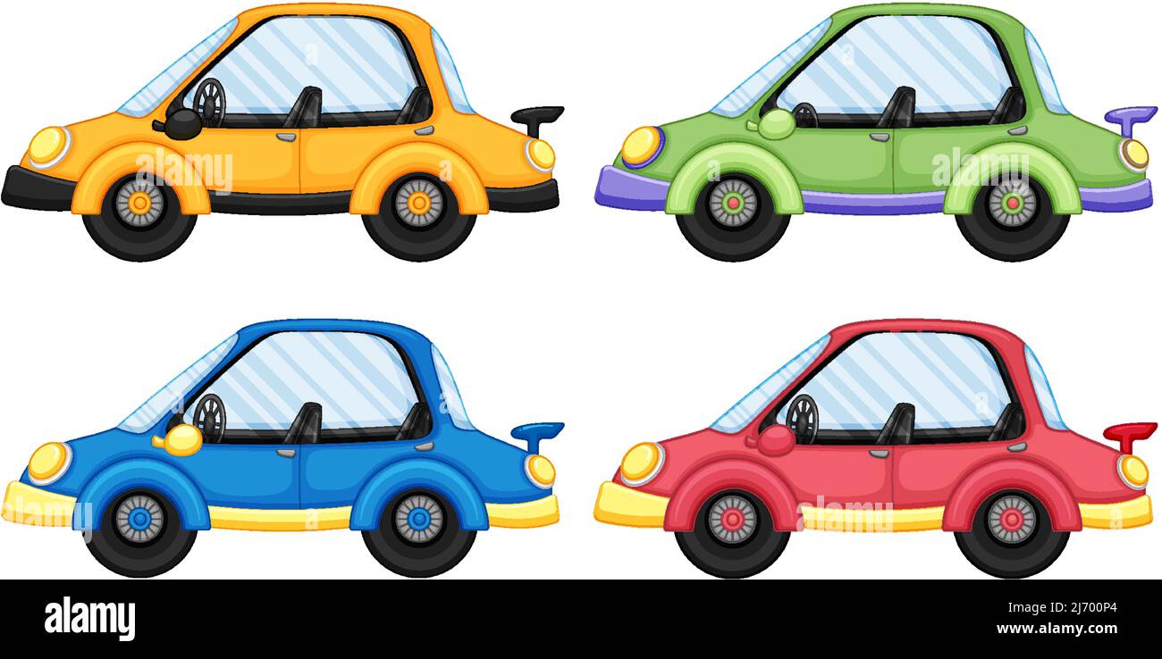 Set of different cars in cartoon style illustration Stock Vector Image ...