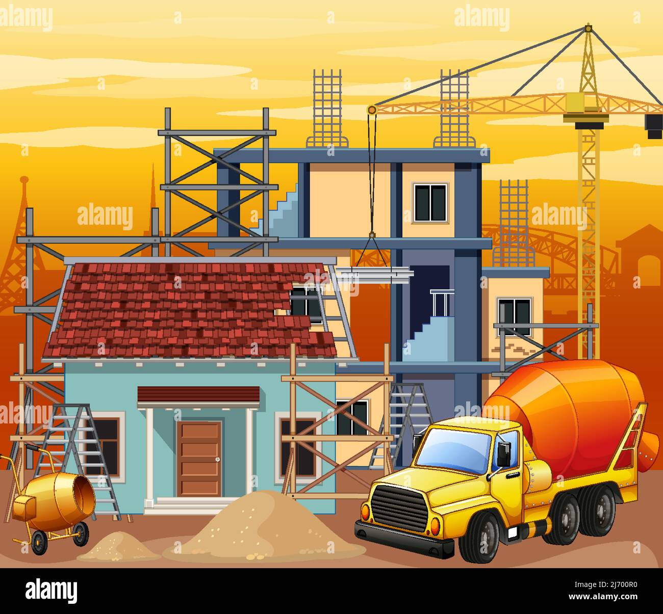 Building construction site scene illustration Stock Vector Image & Art ...