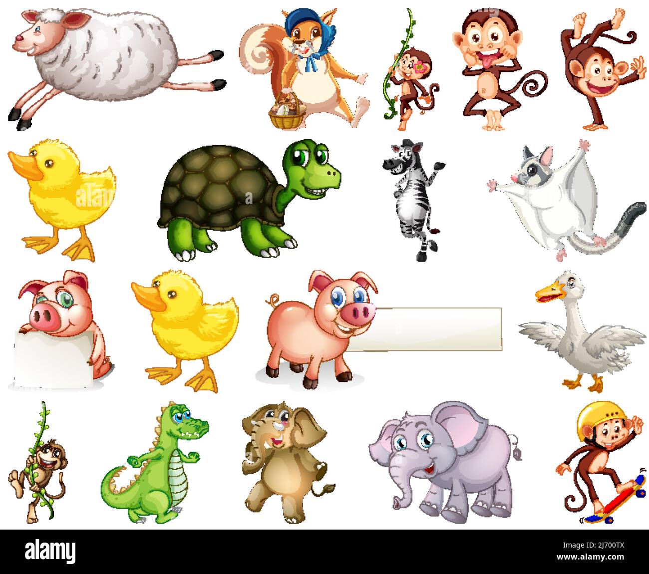 Set of animal cartoon character illustration Stock Vector Image & Art ...