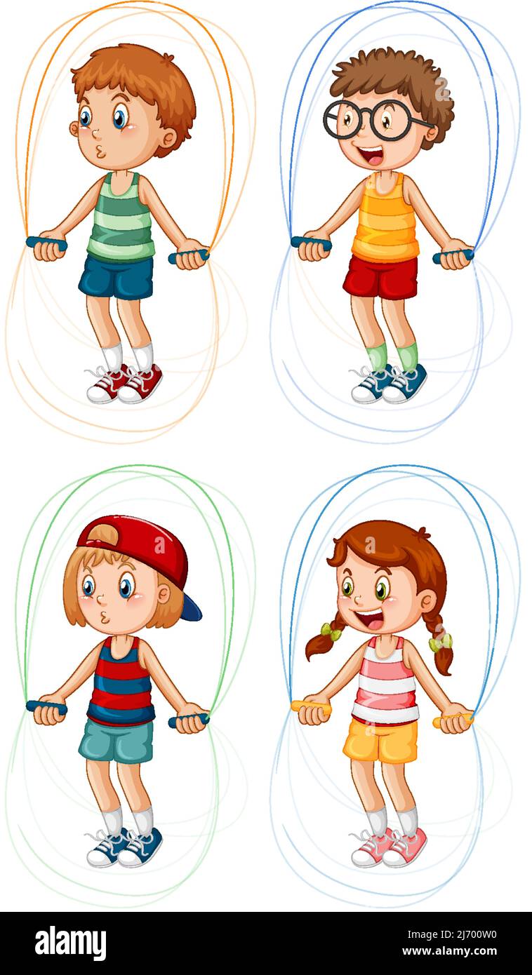Set of different kids jumping rope illustration Stock Vector Image ...