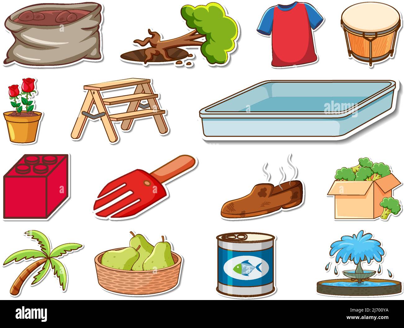 Sticker set of mixed daily objects illustration Stock Vector Image ...