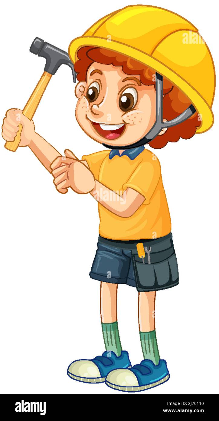 A boy wearing construction worker illustration Stock Vector Image & Art ...