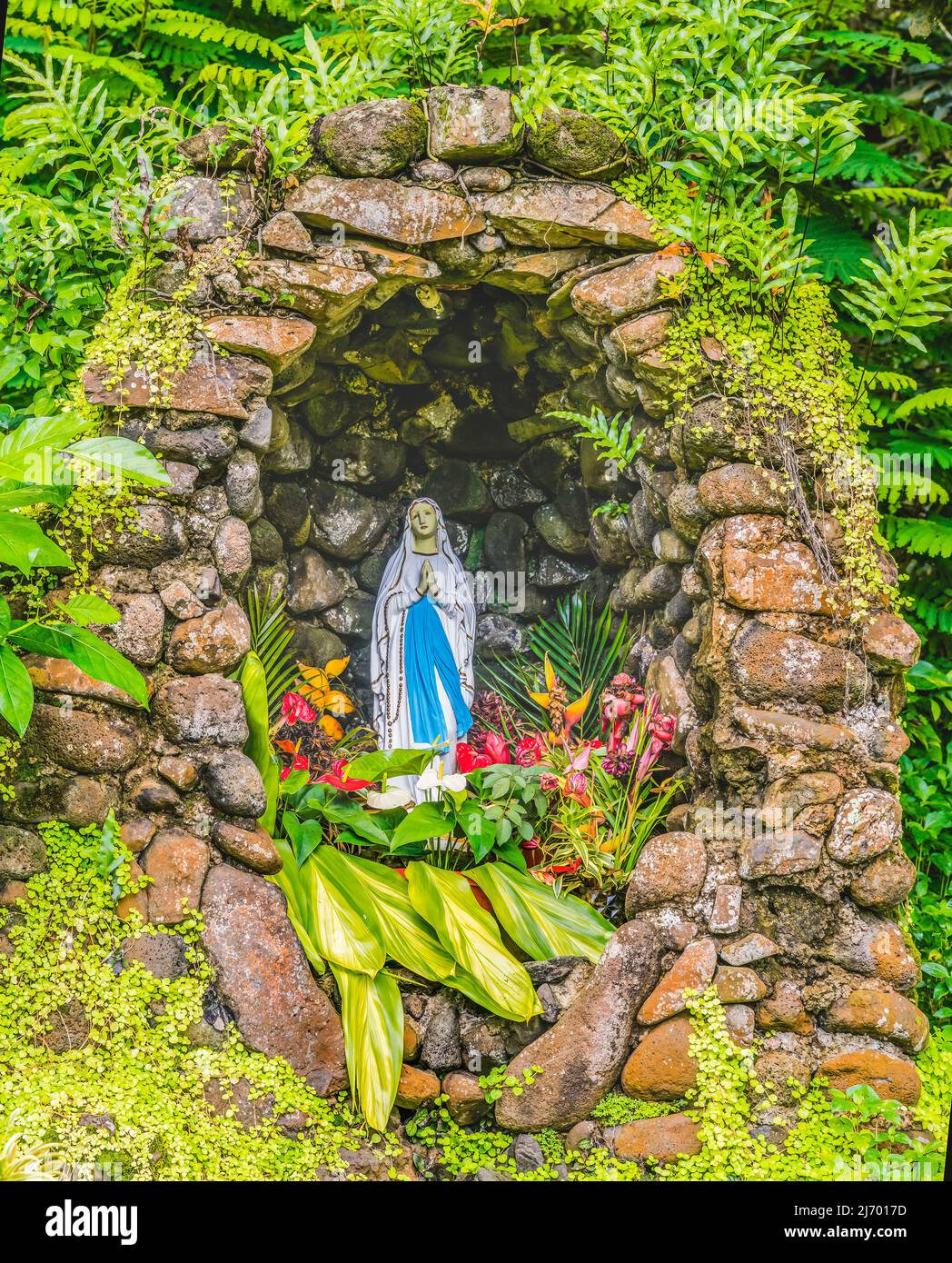 Colorful Mary Shrine Outside Sainte Famille Holy Family Church Haapiti ...