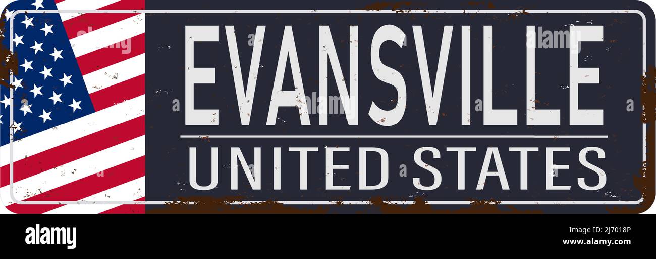 Evansville is a town in the state of Indiana metal road sign Stock ...
