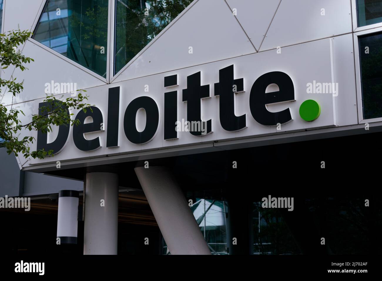 Oslo, Norway. April 29, 2021: Deloitte office, deloitte does tax ...