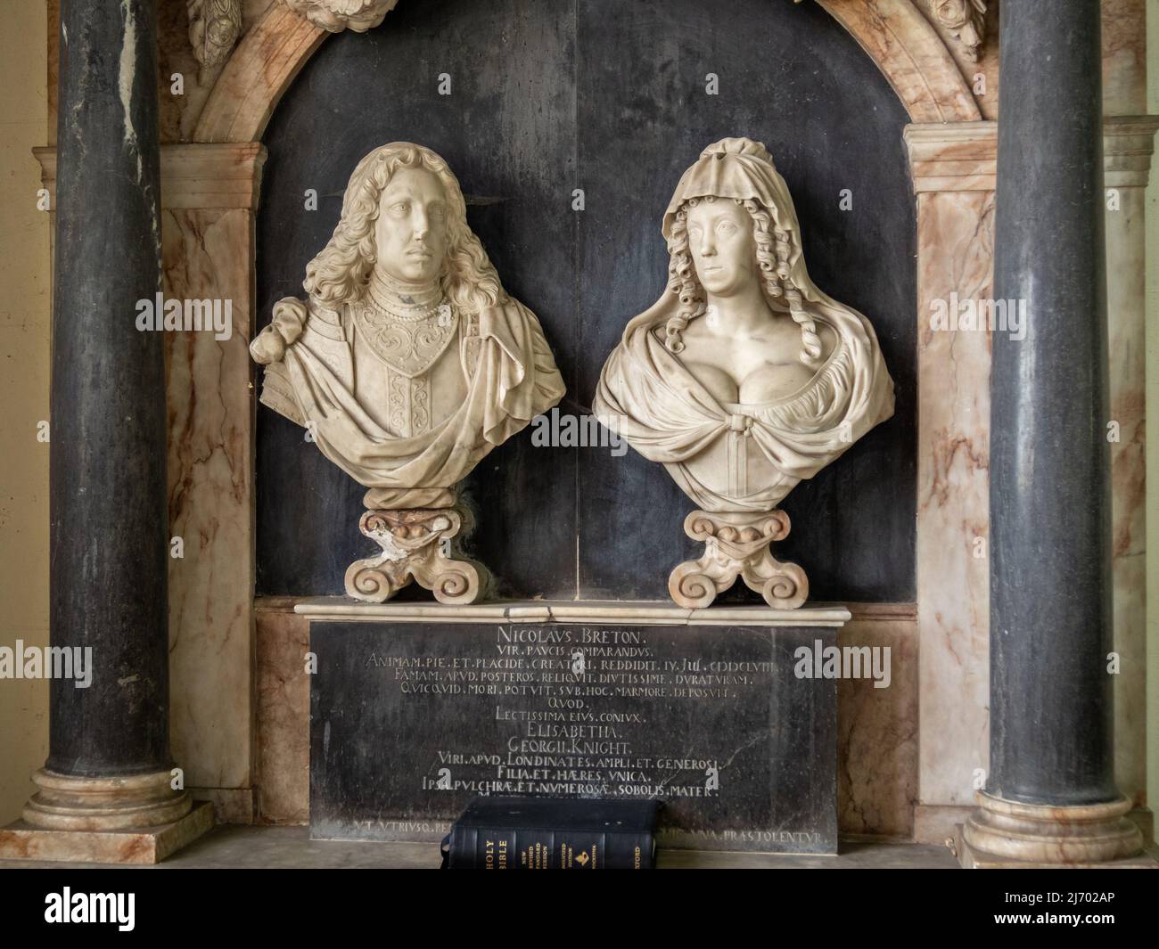 Standing marble monuments with two busts to the centre, All Saints ...