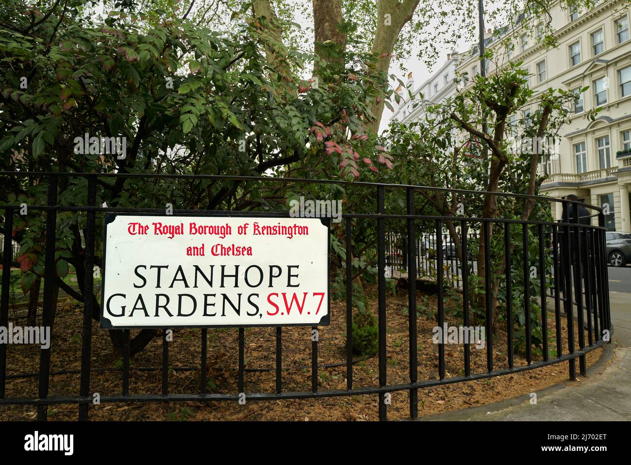 Street sign for Stanhope Gardens, London SW7, England Stock Photo - Alamy