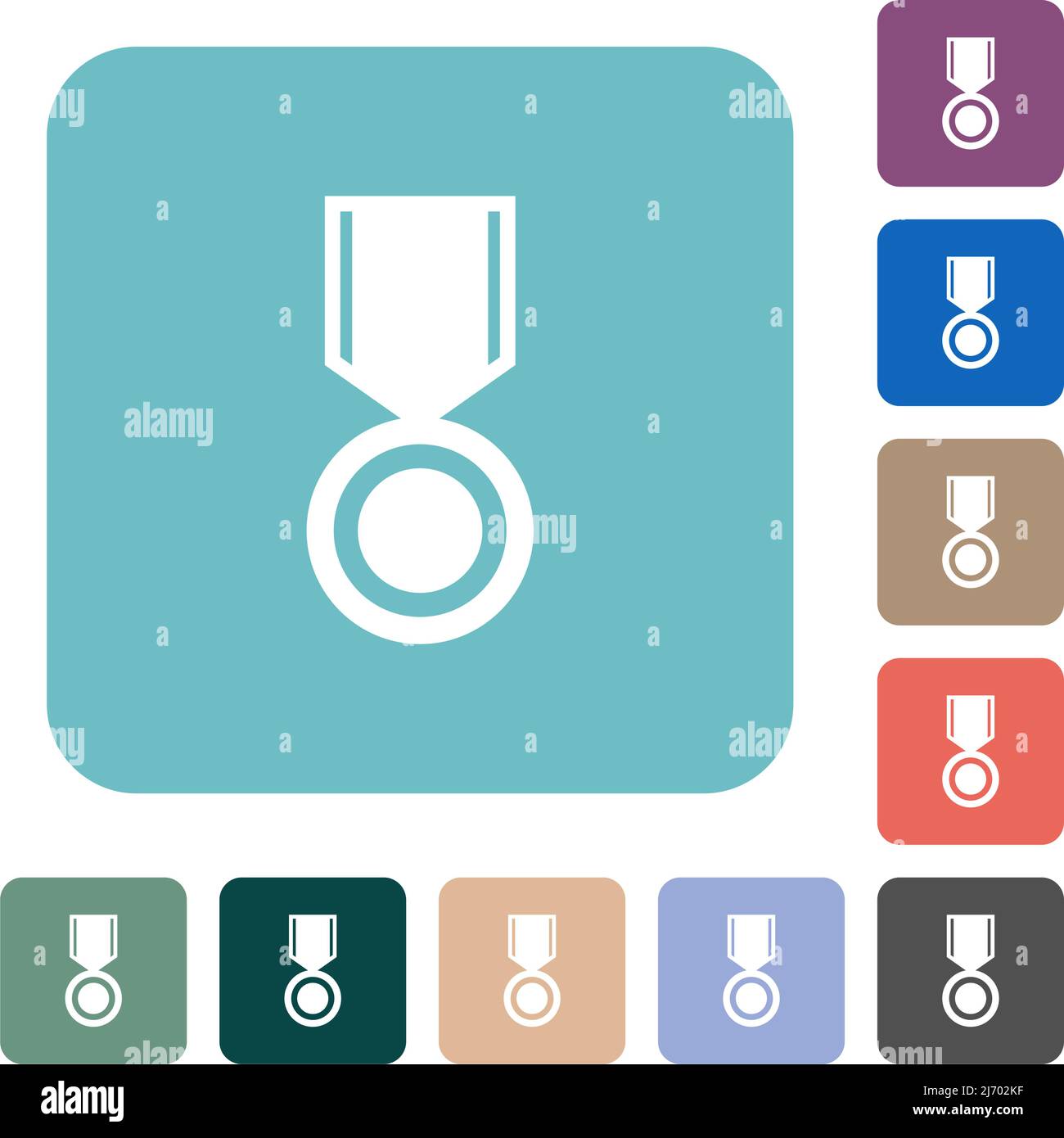 Medal solid white flat icons on color rounded square backgrounds Stock ...
