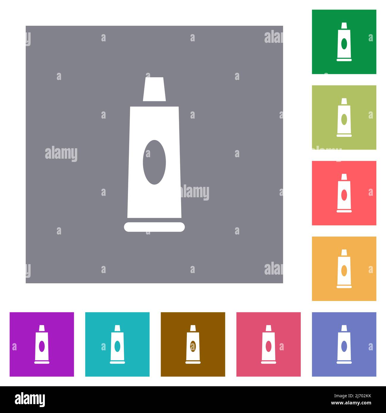 Toothpaste tube flat icons on simple color square backgrounds Stock ...